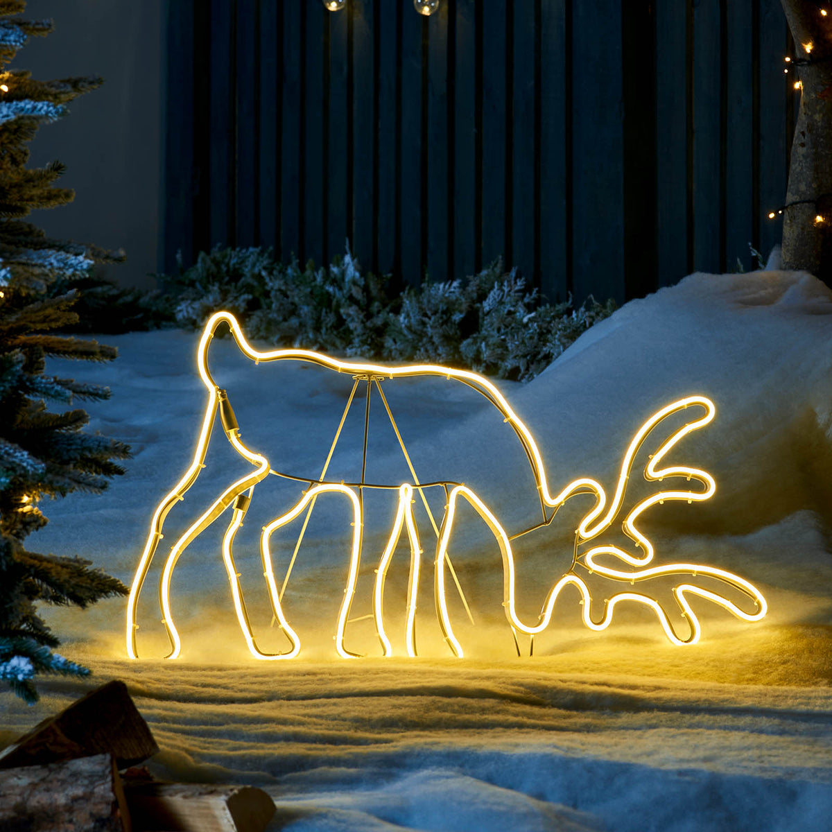 Grazing Reindeer Neon Rope Light Silhouette, 82 cm – We R Christmas