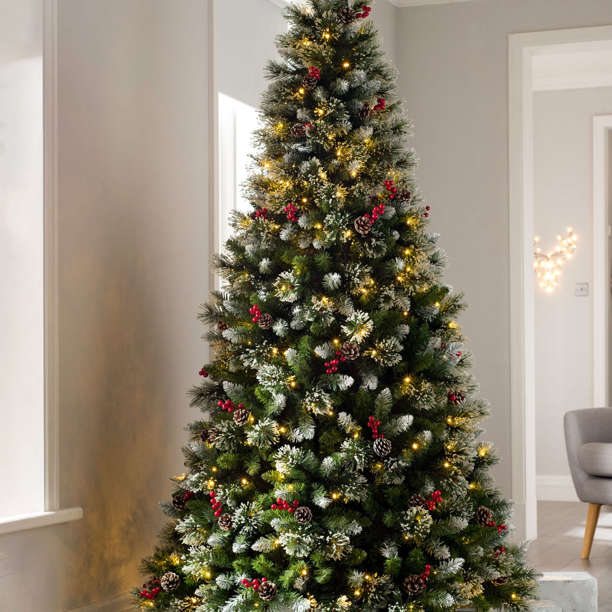 Pre-Lit Victorian Frosted Berries & Pinecones Christmas Tree – We R ...
