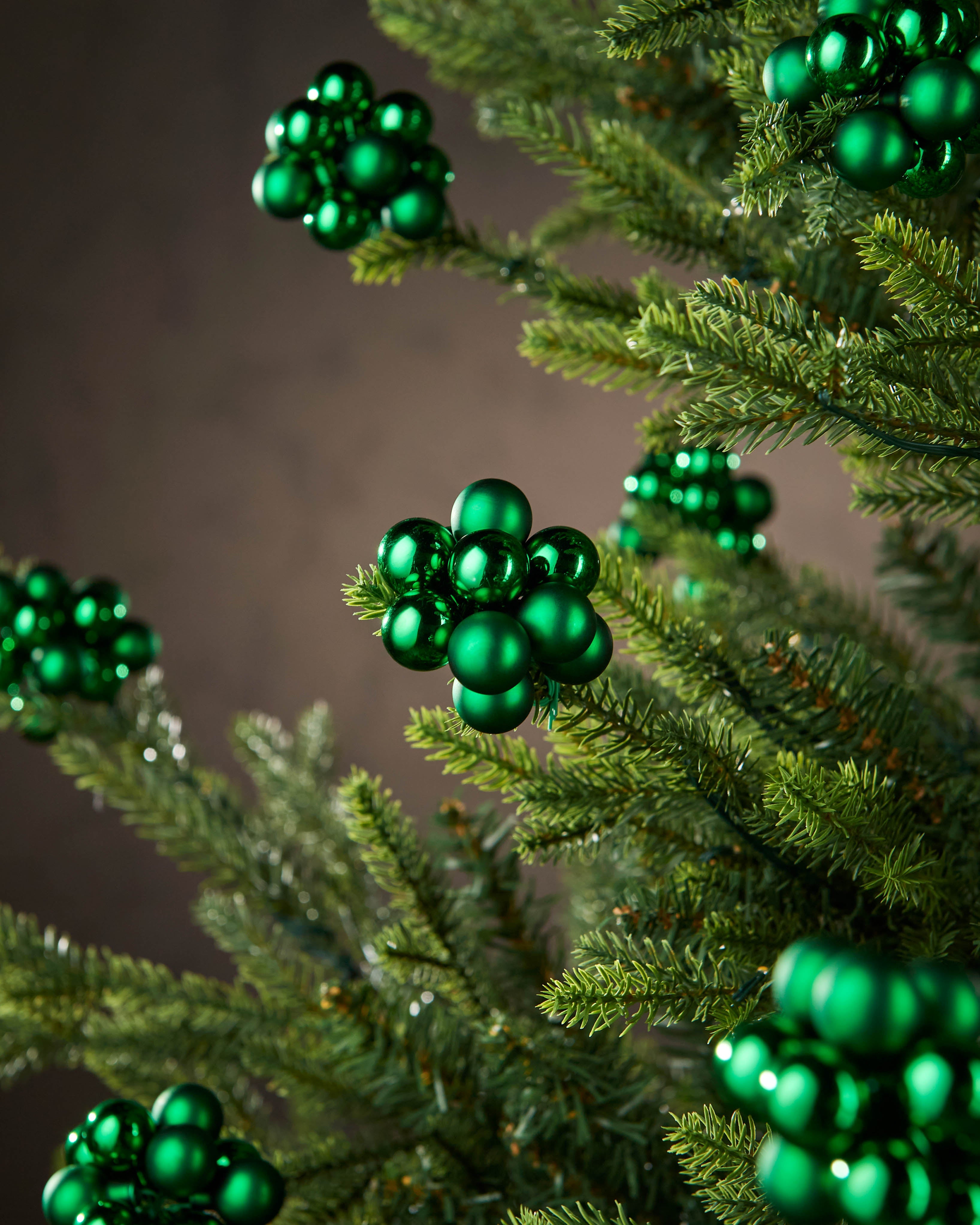 Set of 10 Glass Berry Cluster Baubles, Christmas Green – We R Christmas