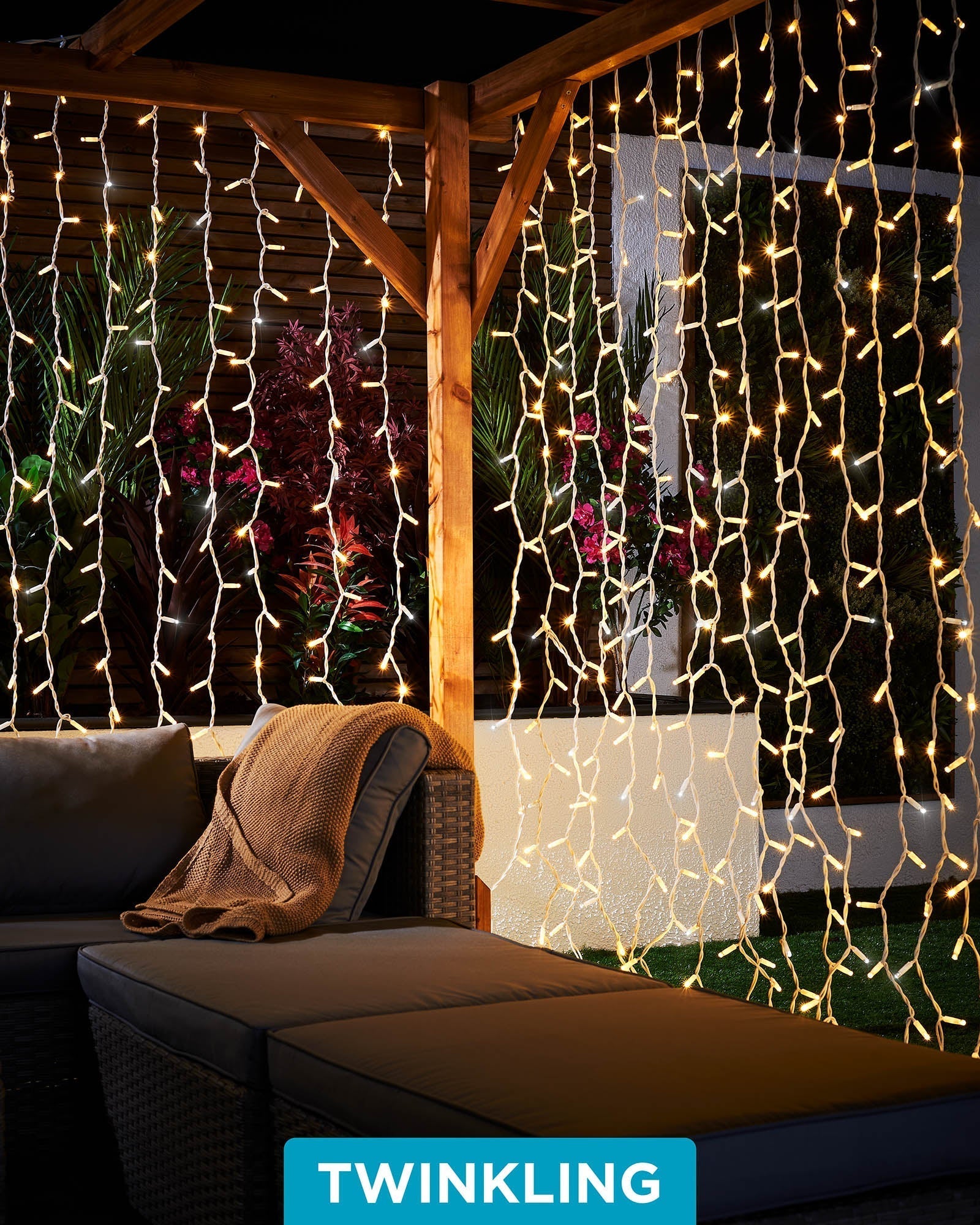 Pro Series Connectable Curtain Lights, 2.5 m Drop, Warm White / White ...